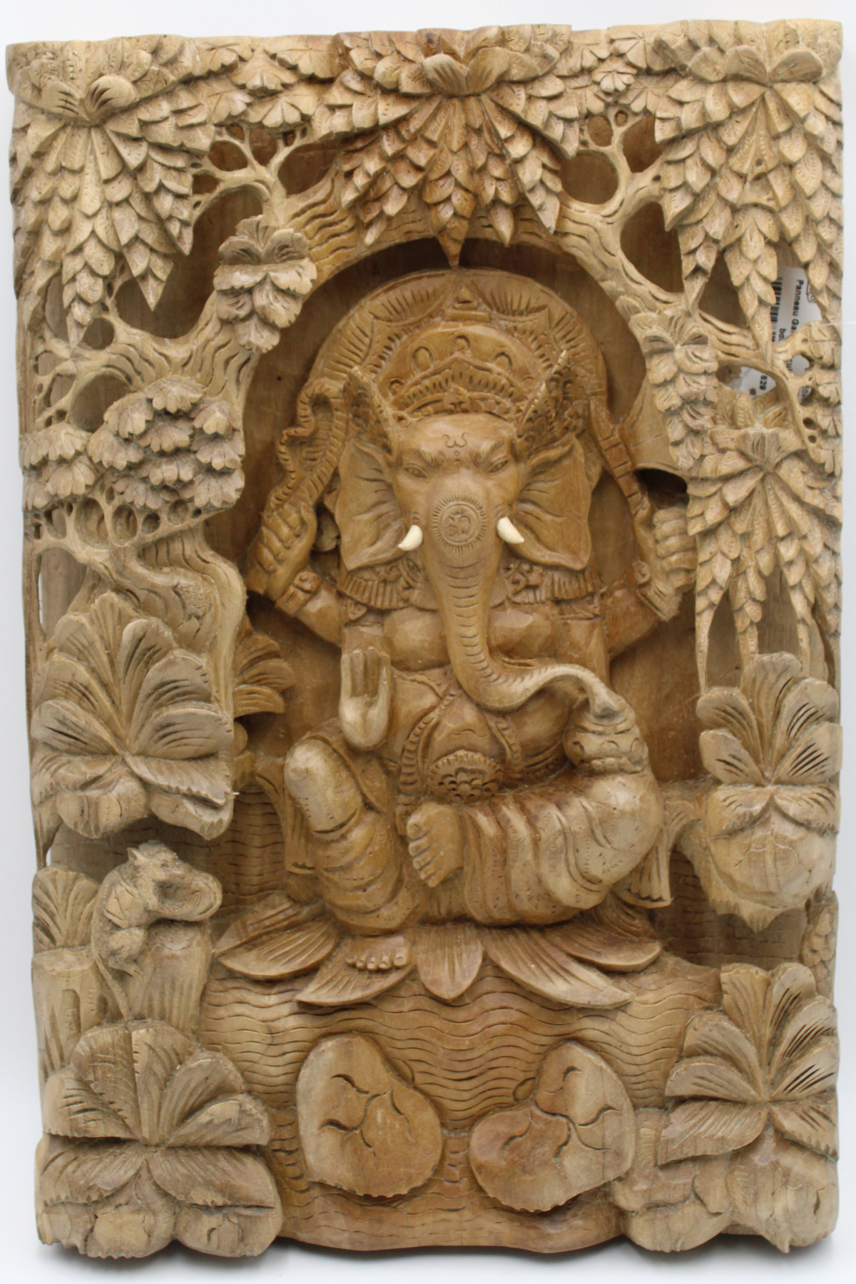 panneau Ganesh sculpté en relief. Indonésie